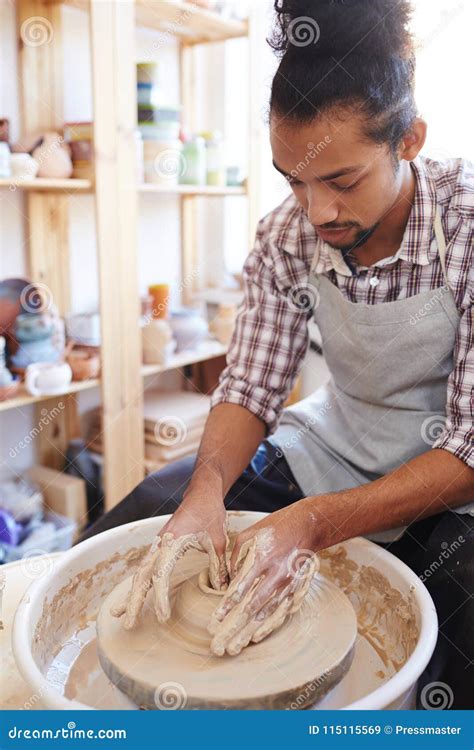 Potter Modeling Clay Vase Stock Image Image Of Occupation 115115569