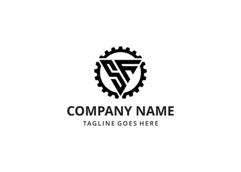 기어 원이 있는 초기 삼각형 Sf의 창의적이고 현대적인 추상 그림 산업 로고 프리미엄 벡터