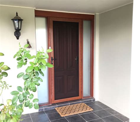 Triple Lock Security Screen Door Stainless Steel Mesh Woodgrain