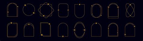 Golden Star Frame Collection Outline Border With Space Elements