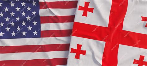 Premium Photo Flags Of Usa And Georgia Linen Flag Closeup Flag Made
