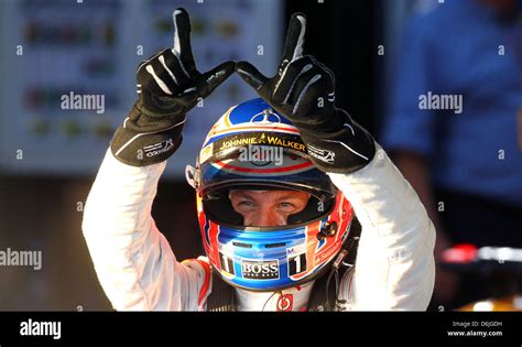 British Formula One Driver Jenson Button Of Mclaren Mercedes Celebrates