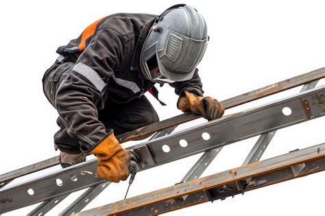 Premium Photo Man In Safety Gear Working On Metal Beam