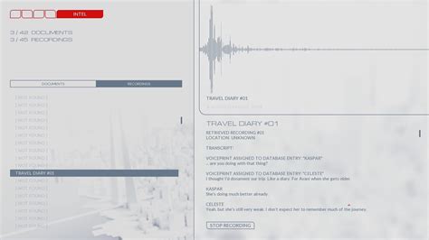 Intel Playing An Audio Record Mirrors Edge Catalyst Interface In Game