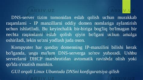 Dns Bilan Ishlash Tarmoq Fayl Tizimi Va Disklari Bilan Ishlash