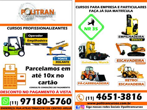 Curso de Operador de Pá Carregadeira de Esteira Politran Curso de Operador de Empilhadeira em