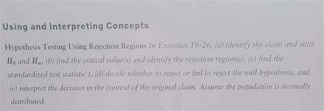 Solved Using And Interpreting Concepts Hypothesis Testing Chegg