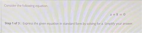 Solved Consider The Following Equation X Step Of Chegg
