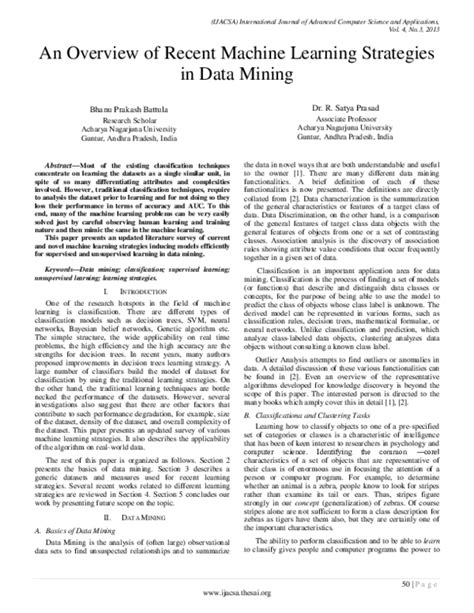 Pdf An Overview Of Recent Machine Learning Strategies In Data Mining