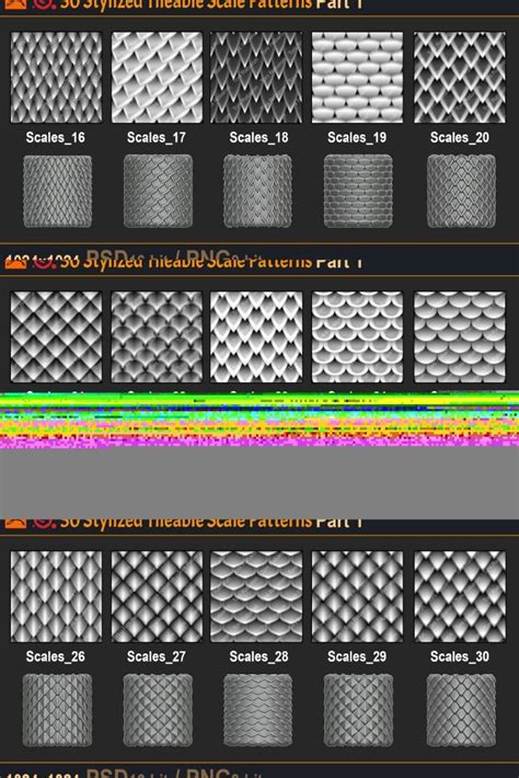 Artstation 50 Stylized Tileable Displacementalpha Scale Patterns Part 1 Brushes Video
