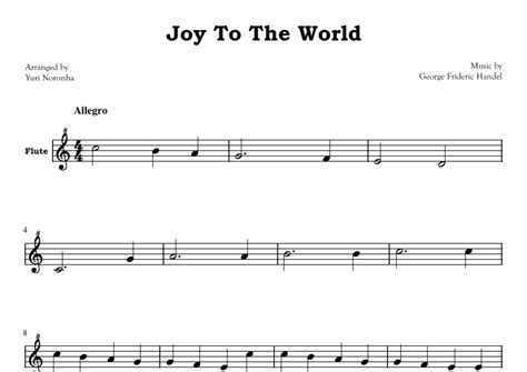 Joy To The World For Flute Arr Yuri Noronha Sheet Music G F