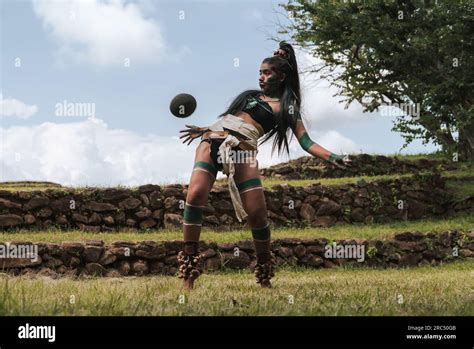 Full Body Of Serious Young Mayan Female In Casual Clothes With Body