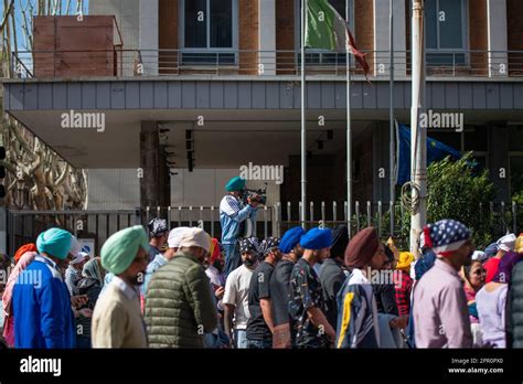 Turban Wearing Sikh Cameraman Films The Procession For The Vaisakhi Nagar Kirtan In Esquiline
