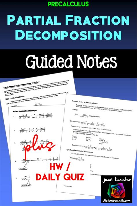 Partial Fractions Decomposition Guided Notes Plus Problem Set