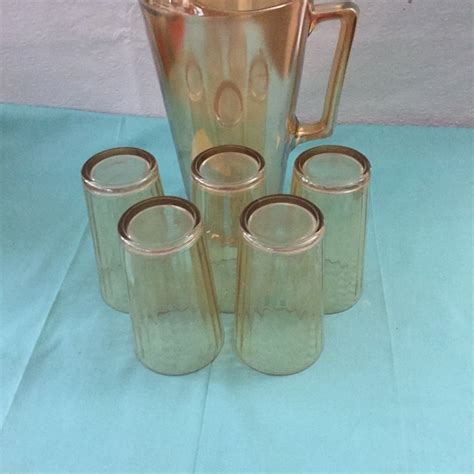 Amber Carnival Glass Etsy