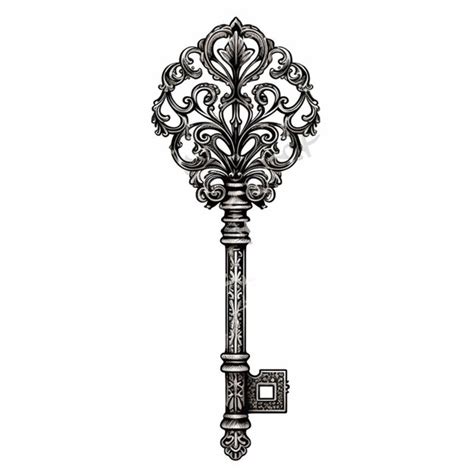 Premium Ai Image A Black And White Drawing Of A Key With A Scroll Generative Ai