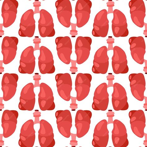 Premium Vector Seamless Pattern Of Pink Human Lungs In Cartoon Style