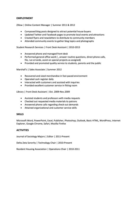 Sample Media Cv Printable Pdf Download