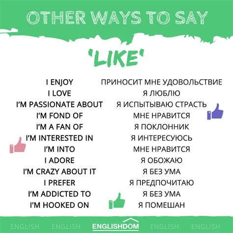 Other the ways to say LIKE Язык Английский язык Английский
