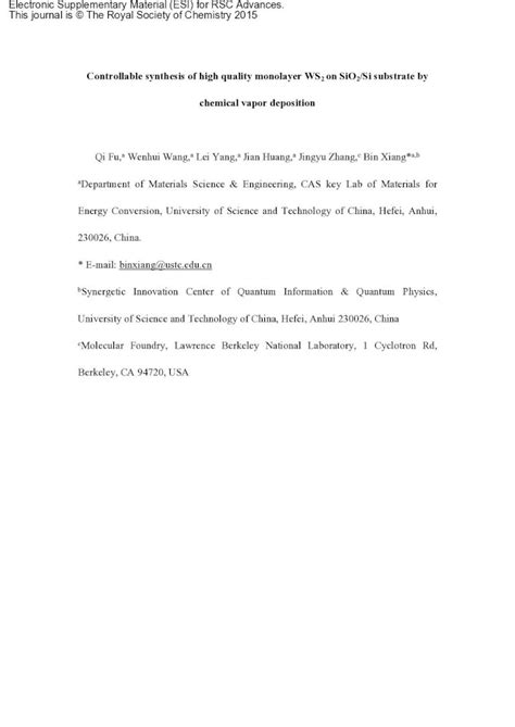 pdf chemical vapor depositioncontrollable synthesis of high quality