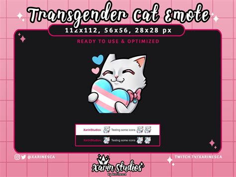 Pride Transgender Cat Emote Pride Lgbtqia Emote For Twitch Discord