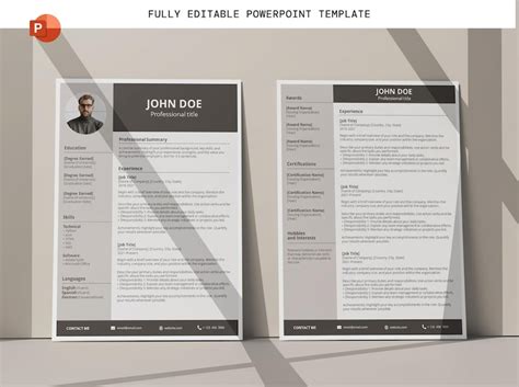 Executive Resume CV Template For Powerpoint Etsy