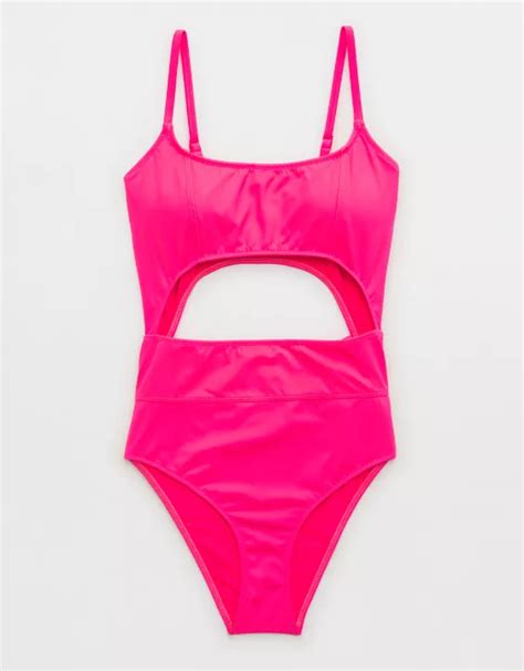 Aerie Seamed Cut Out One Piece Swimsuit