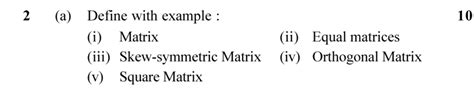 2 A Define With Example I Matrix Ii Equal Studyx 2 A Define With Example I Matrix Ii Equal Studyx