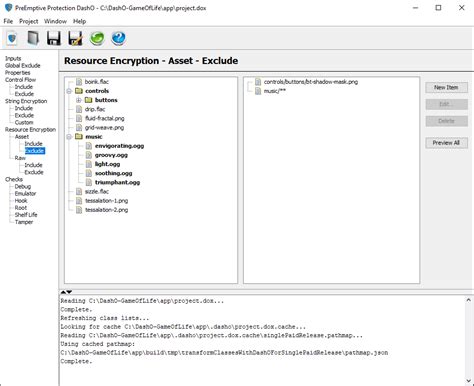 Resource Encryption（リソースの暗号化）ユーザー インターフェイス Preemptive Protection Dasho 1250