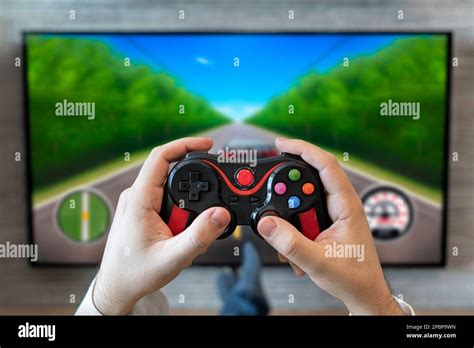 Gaming Gameplay Tv Fun Game On Gamepad Game Controller Video Console Playing Player Holding