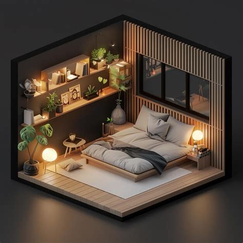 3d Isometric Interior Design Premium Ai Generated Image