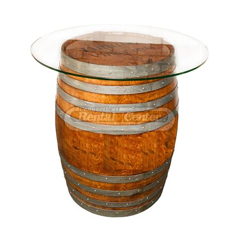 Rent Wine Barrel Cocktail Table With 48 Glass Top From Ct Rental Center