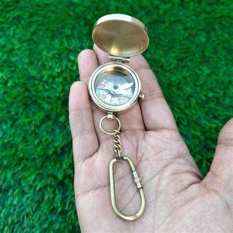Graphics Collections Key Chain Compass Pure Brass Metal Etsy