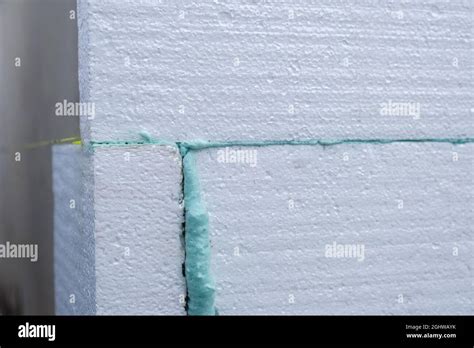 Installation Of Styrofoam Insulation Sheets On House Facade Wall For Thermal Protection Stock