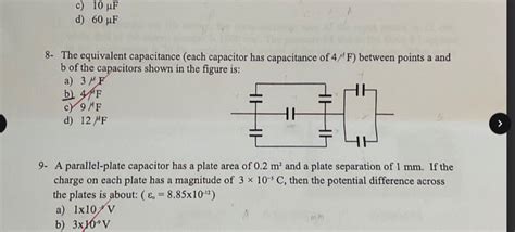SOLVED c 10 μF d 60 μF 8 The equivalent capacitance each capacitor