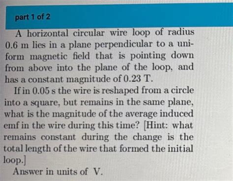Solved A Horizontal Circular Wire Loop Of Radius 06 M Lies