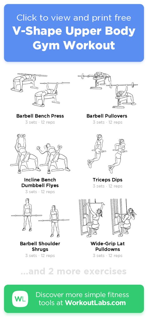 V Shape Upper Body Gym Workout Click To View And Print This