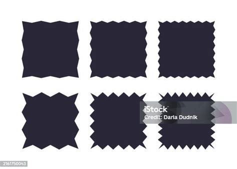 지그재그 가장자리가 설정된 정사각형 실루엣 모양 들쭉날쭉한 테두리 스티커 템플릿 0명에 대한 스톡 벡터 아트 및 기타 이미지 0명 개체 그룹 곡선 Istock