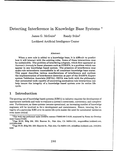 Pdf Detecting Interference In Knowledge Base Systems