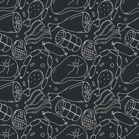 Seamless Meat Pattern Doodle Meat Background Illustration With Meat