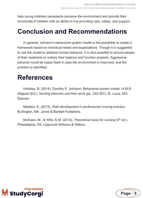 Johnsons Behavioral System Model In Nursing Free Essay Example