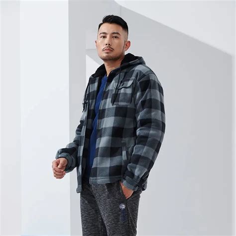 Mens Plaid Sherpa Lined Flannel Jacket Leehanton
