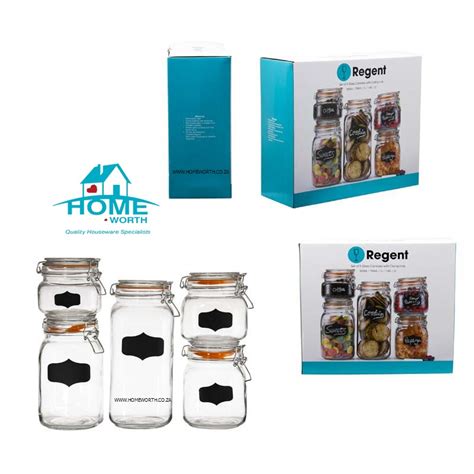 Regent Hermetic Glass Canisters Glass With Clip Seal And Blackboard Notes
