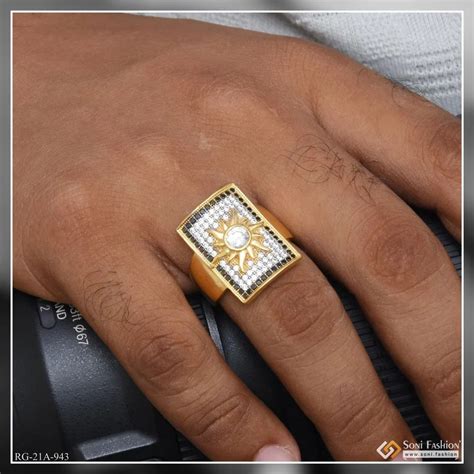 1 Gram Gold Forming Sun With Diamond Gorgeous Design Ring For Men