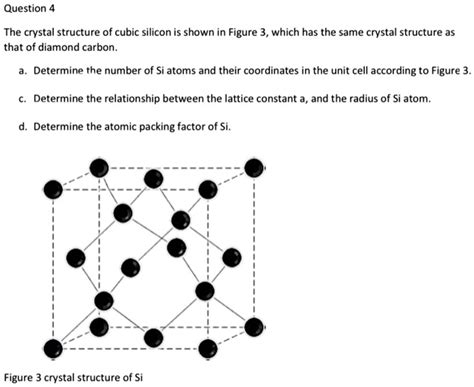 Question 4 The Crystal Structure Of Cubic Silicon Is Shown In Figure 3 Which Has The Same