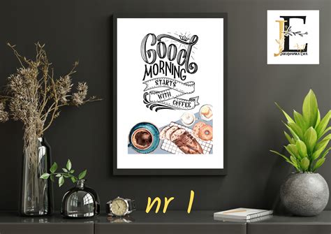 plakat a4 grafika kuchnia kawa kawiarka filiżanka Cena Opinie