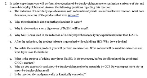 Solved 2 In Today Experiment You Will Perform The Reduction