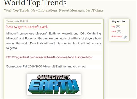 Minecraft Earth World Top Trends World Top