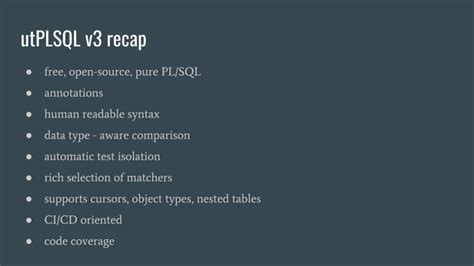 Prohuddle Utplsql V Ultimate Unit Testing Framework For Oracle Ppt