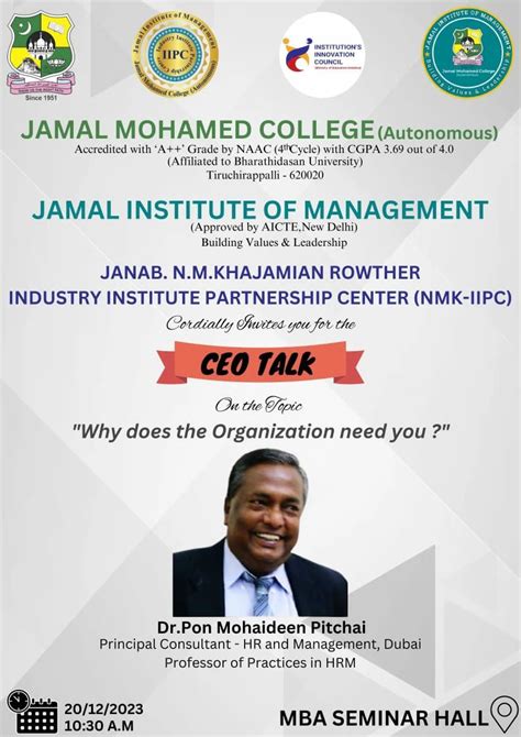 Why Does The Organisation Need You Ceo Forum Organized By Jamal Institute Of Management Jamal
